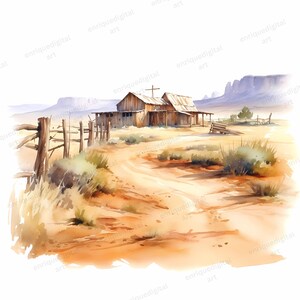 Watercolor Ranch Clipart, Nature Landscape Scenes, PNG Format, Digital ...