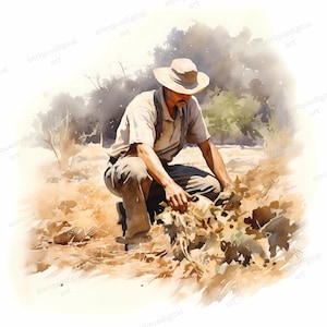 Countryside Man Clipart, Watercolor Painting, Countryside Landscape ...