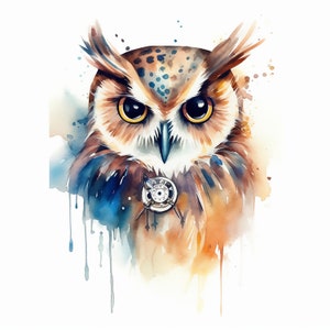 Magical Owl, Wizard Owl, Owl Downloadable, Nursery Art, Owl Card Making ...