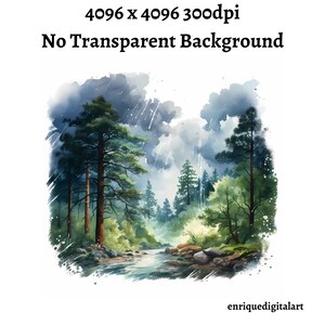 Watercolor Forest Clipart, Forest Landscape, Nature Scene, Digital ...