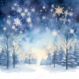 Watercolor Snowy Clipart, Winter Landscape, Winter Scene, Card Making ...