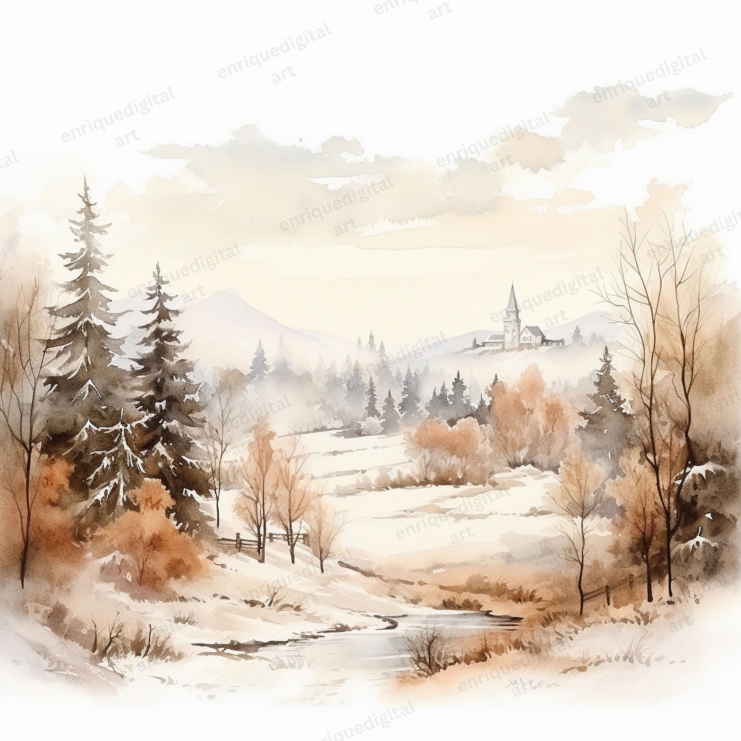 Watercolor Forest Clipart, Forest Landscape, Forest Illustations ...