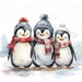 Watercolor Winter Christmas Penguins Clipart Digital - Etsy