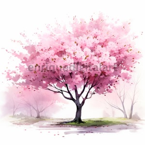 Springtime Watercolor Clipart, Cherry Blossom Trees, High Quality Jpgs ...