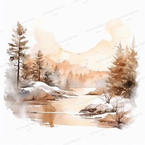 Watercolor Forest Clipart, Forest Landscape, Forest Illustations ...