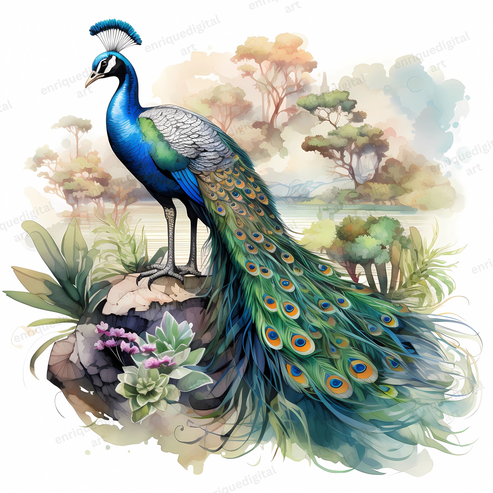 Watercolor Peacock Clipart, Australian Animals, Card Making, Paper ...