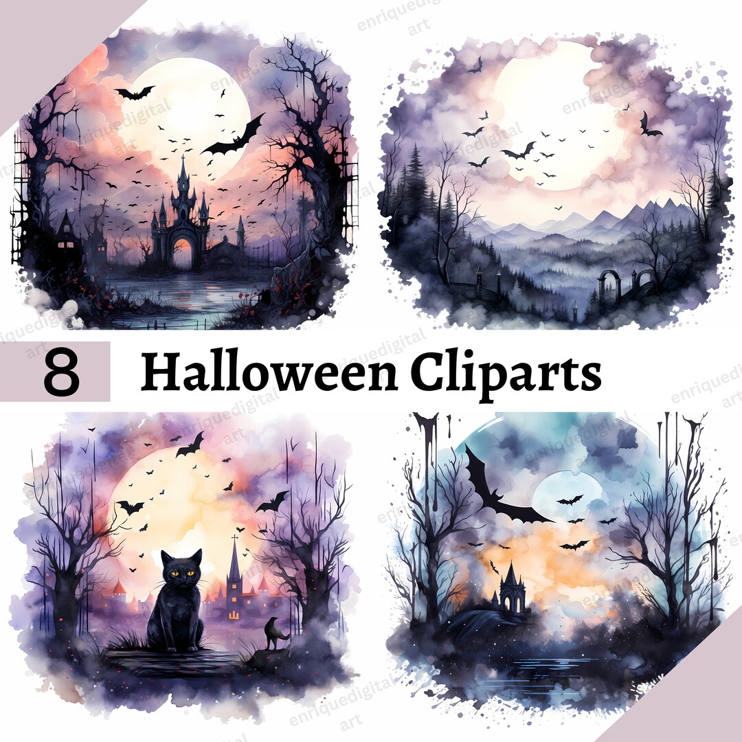 Halloween Cliparts PNG Bundle, Digital Download, Halloween Printable ...