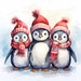 Watercolor Winter Christmas Penguins Clipart Digital - Etsy