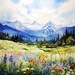 Watercolor Meadows Clipart, Mountains Landscape, Mountains PNG, Card ...