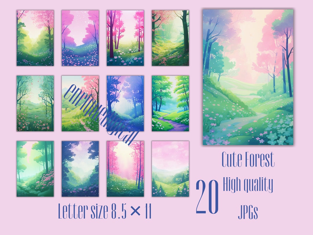 Watercolor Forest Clipart, Watercolor Junk Journal Pages, Forest ...
