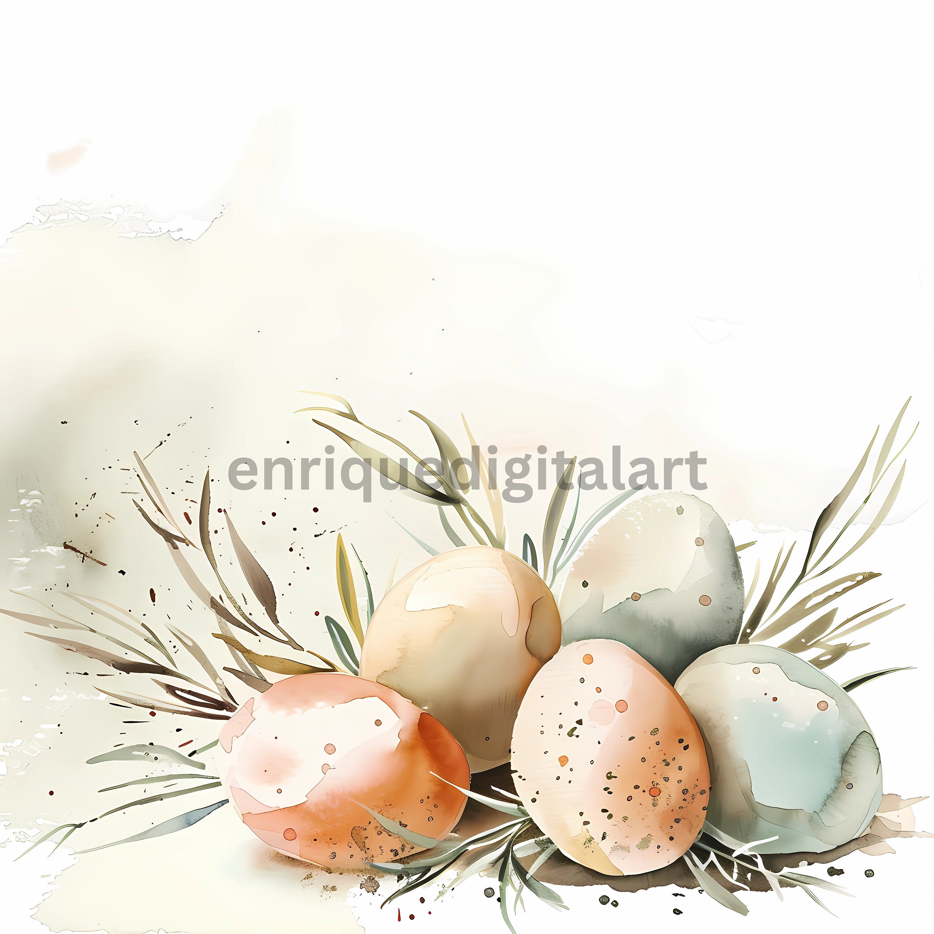 Watercolor Easter Eggs Clipart, Card Making, Clipart Bundle, Digital ...