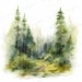 Watercolor Forest Clipart, Pine Trees Clipart, Forest Path, Landscape ...