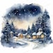 Watercolor Winter Village Clipart, Printable Snowy Village, Winter ...