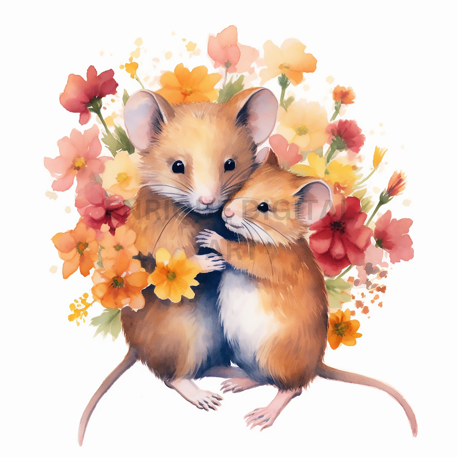 Mouse Clipart Mouse Illustation Mouse Lover Floral Mouses - Etsy