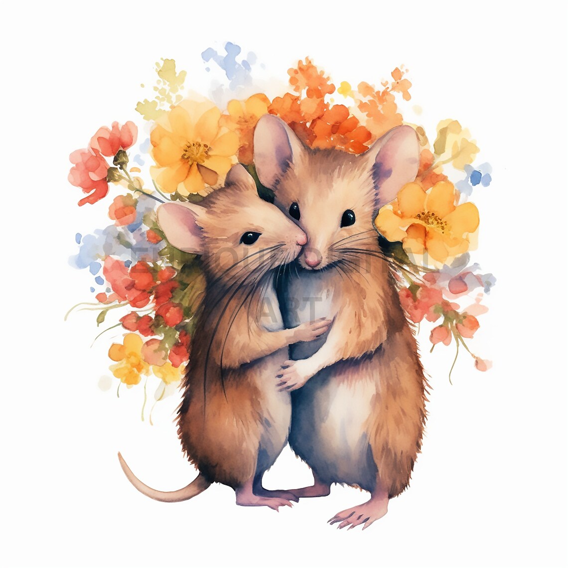 Mouse Clipart Mouse Illustation Mouse Lover Floral Mouses - Etsy
