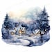 Watercolor Winter Village Clipart, Printable Snowy Village, Winter ...
