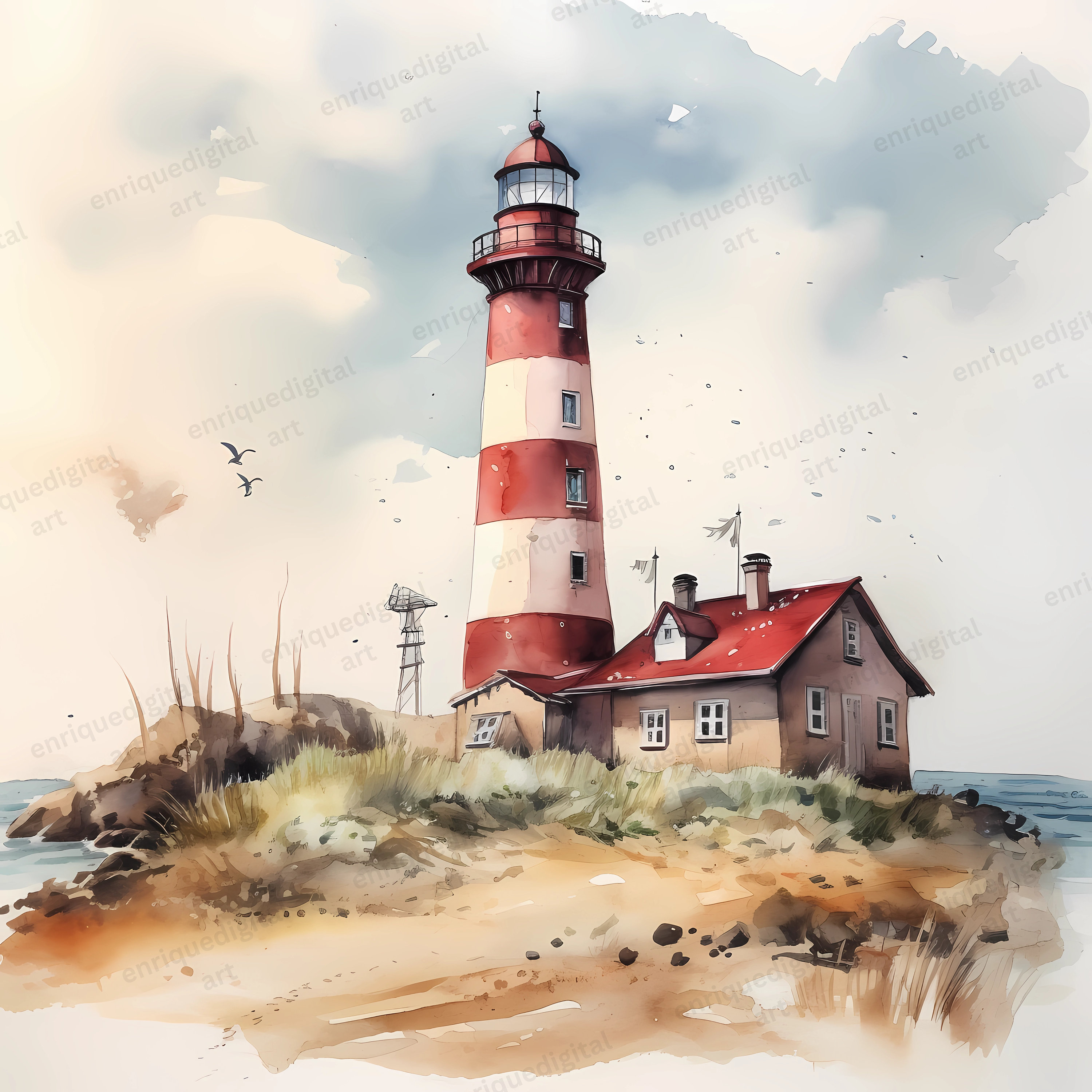 Watercolor Lighthouse Clipart Watercolor Painting Lighthouse - Etsy