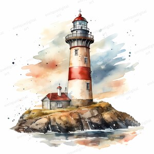 Watercolor Lighthouse Clipart, Watercolor Painting, Lighthouse PNG ...