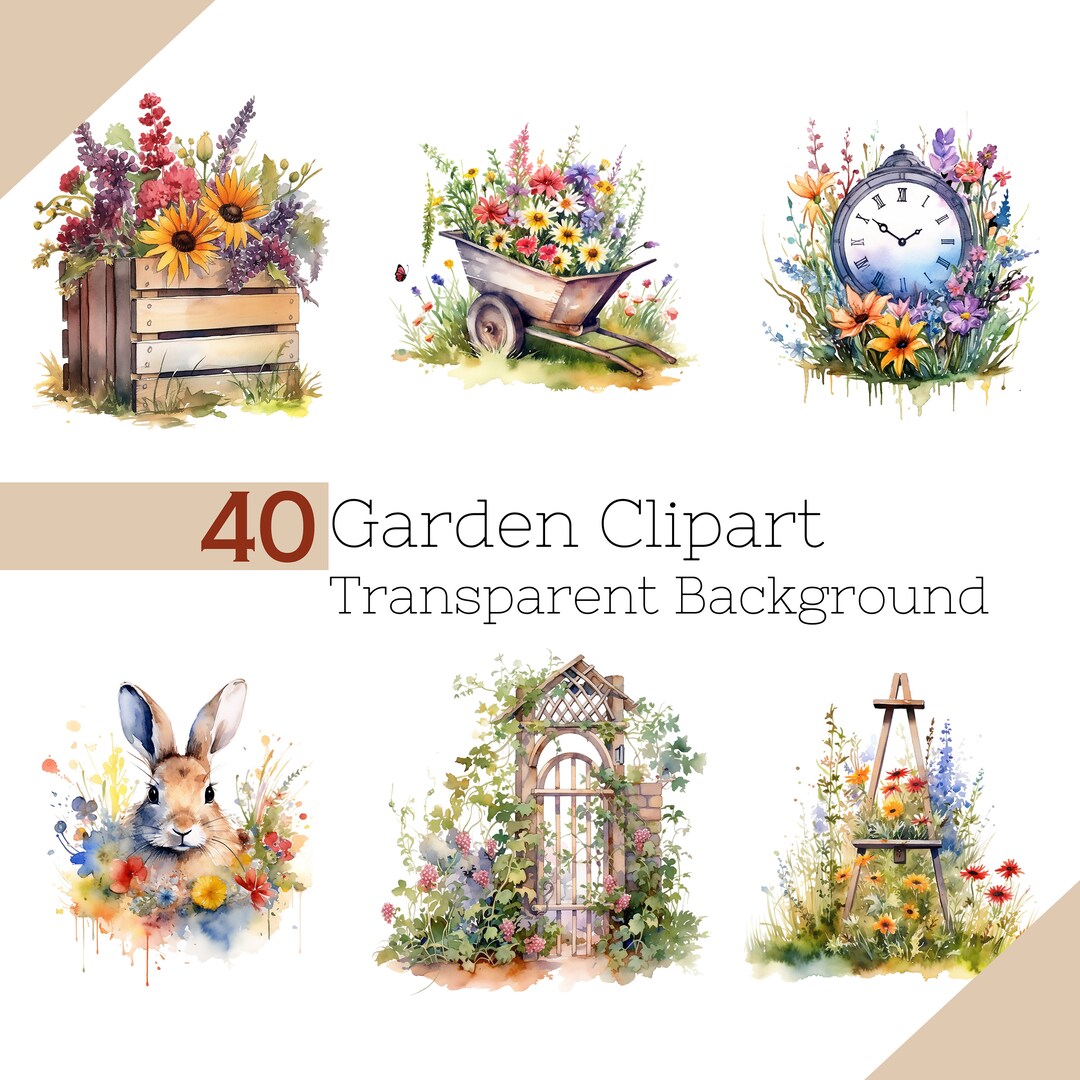 Watercolor Garden Clipart Bundle 4/5, Garden Clipart, Wildflowers ...