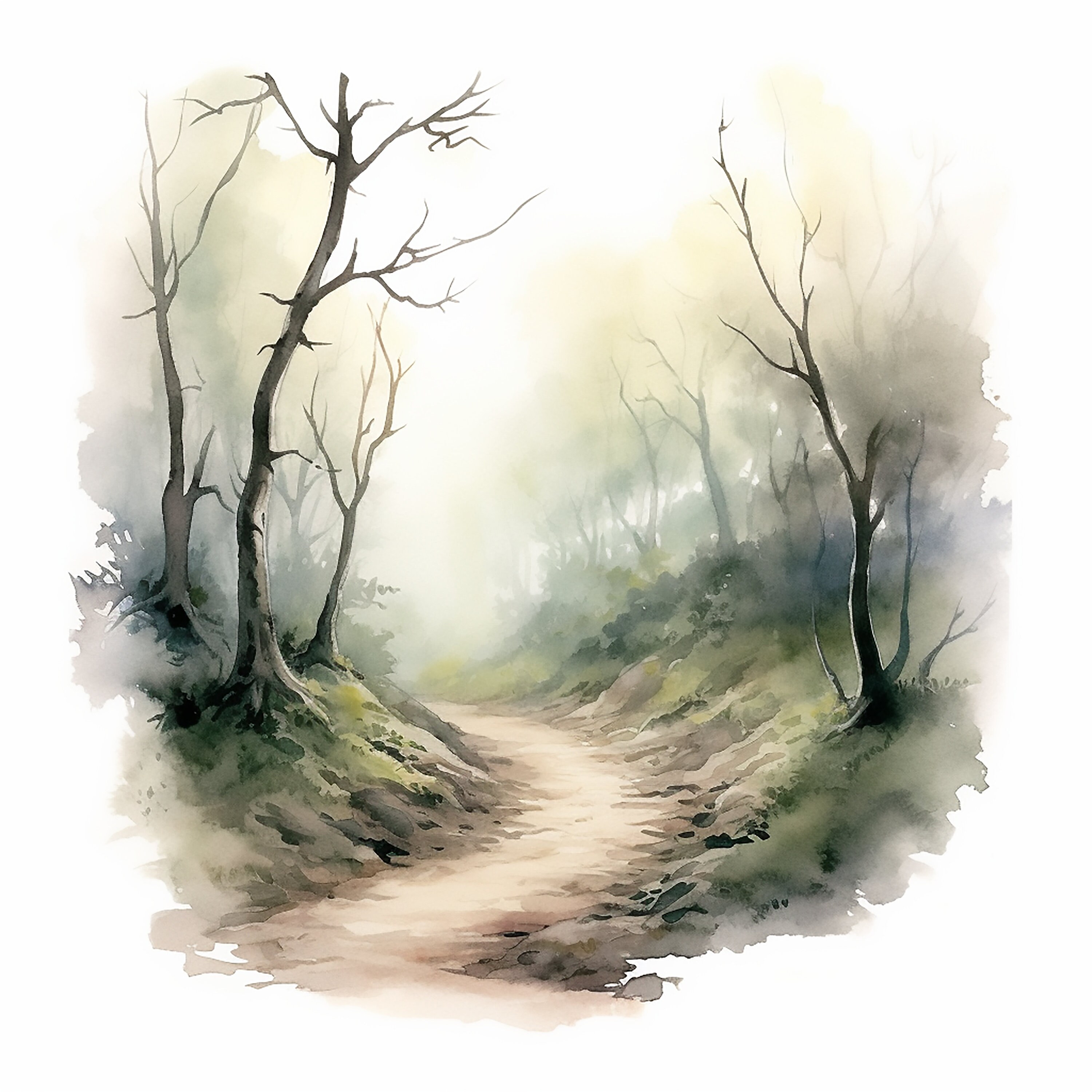 Watercolour Forest Path Clipart Bundle Landscape Clipart - Etsy Australia