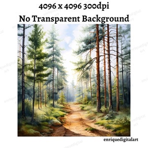 Watercolor Forest Clipart, Forest Landscape, Forest PNG, Card Making ...