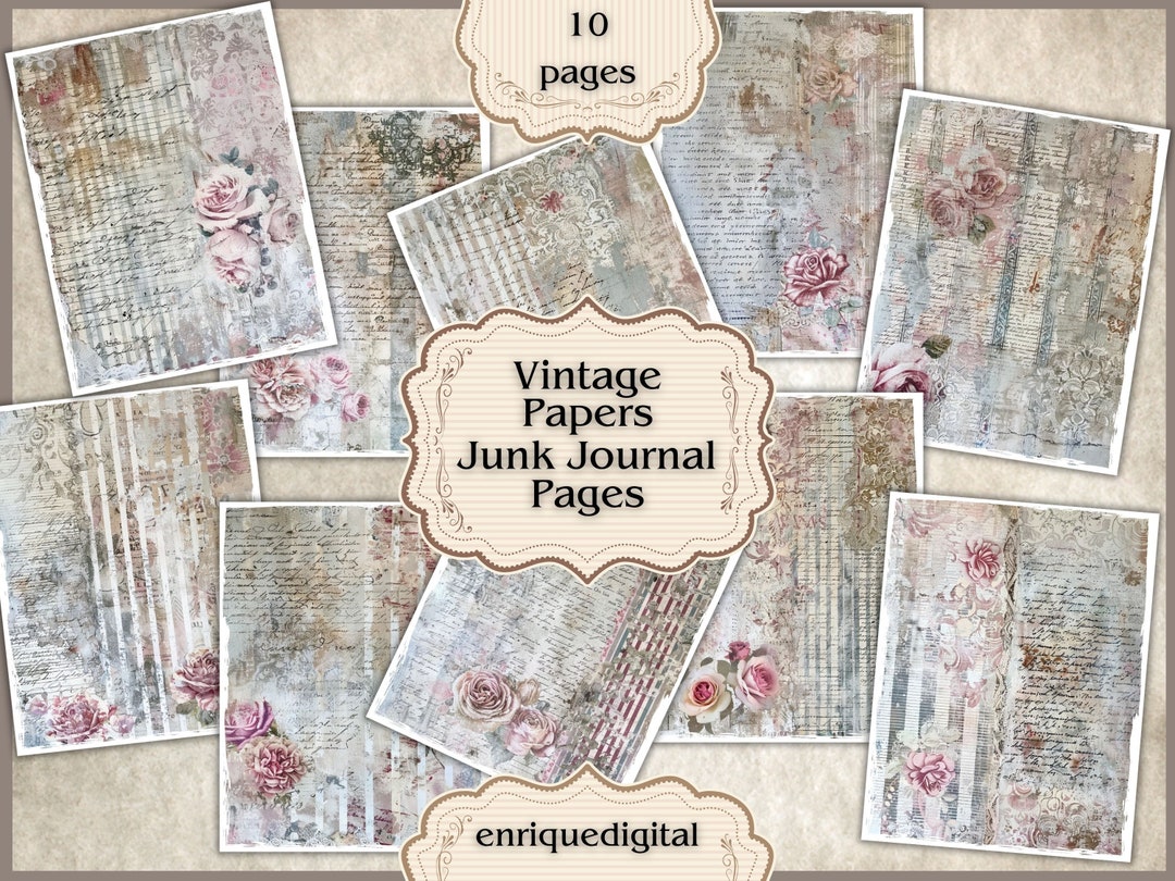 Soft Roses Vintage Digital Papers, Paper Crafting, Digital Download ...