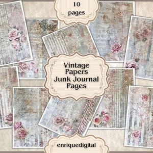 Soft Roses Vintage Digital Papers, Paper Crafting, Digital Download ...