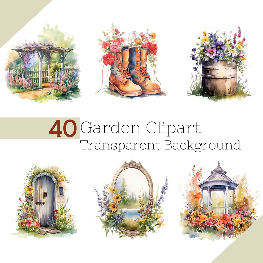 Watercolor Garden Clipart Bundle 5/5, Garden Clipart, Wildflowers ...