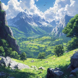 Watercolor Mountains Clipart, Landscape Scenes, JPG, Digital Download ...