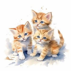 Kittens Clipart, Watercolor Cats, Paper Craft, Digital Craft, Wall ...