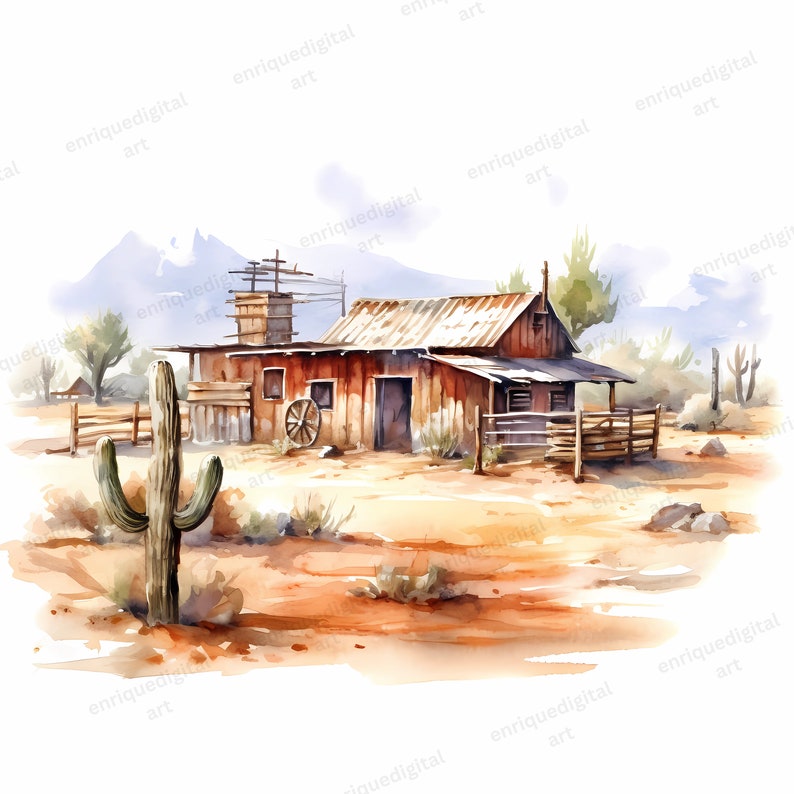 Watercolor Ranch Clipart Nature Landscape Scenes PNG Format - Etsy