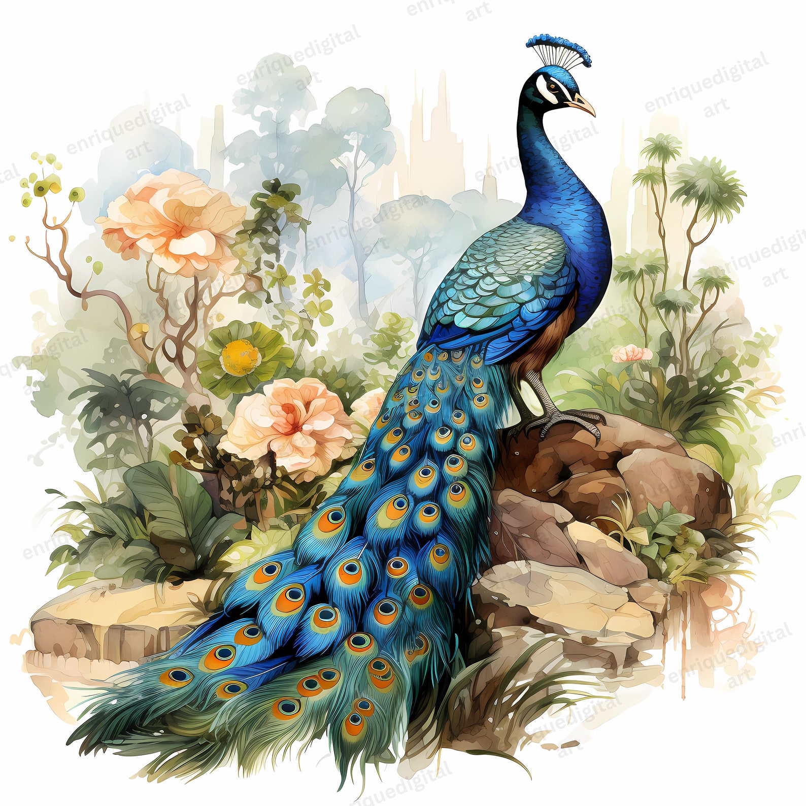 Watercolor Peacock Clipart, Australian Animals, Card Making, Paper ...