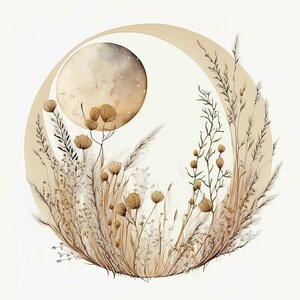 Watercolor Boho Moon Clipart, Print Download Moon, Digital Prints Boho ...