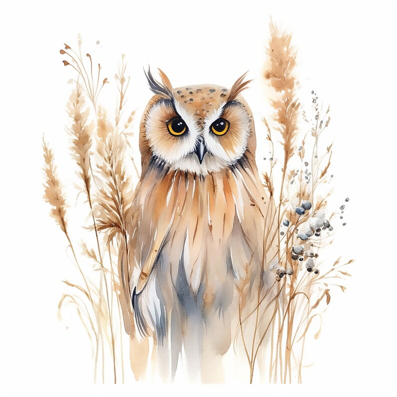Watercolor Owl Clipart Owl Clipart PNG Printable Digital - Etsy