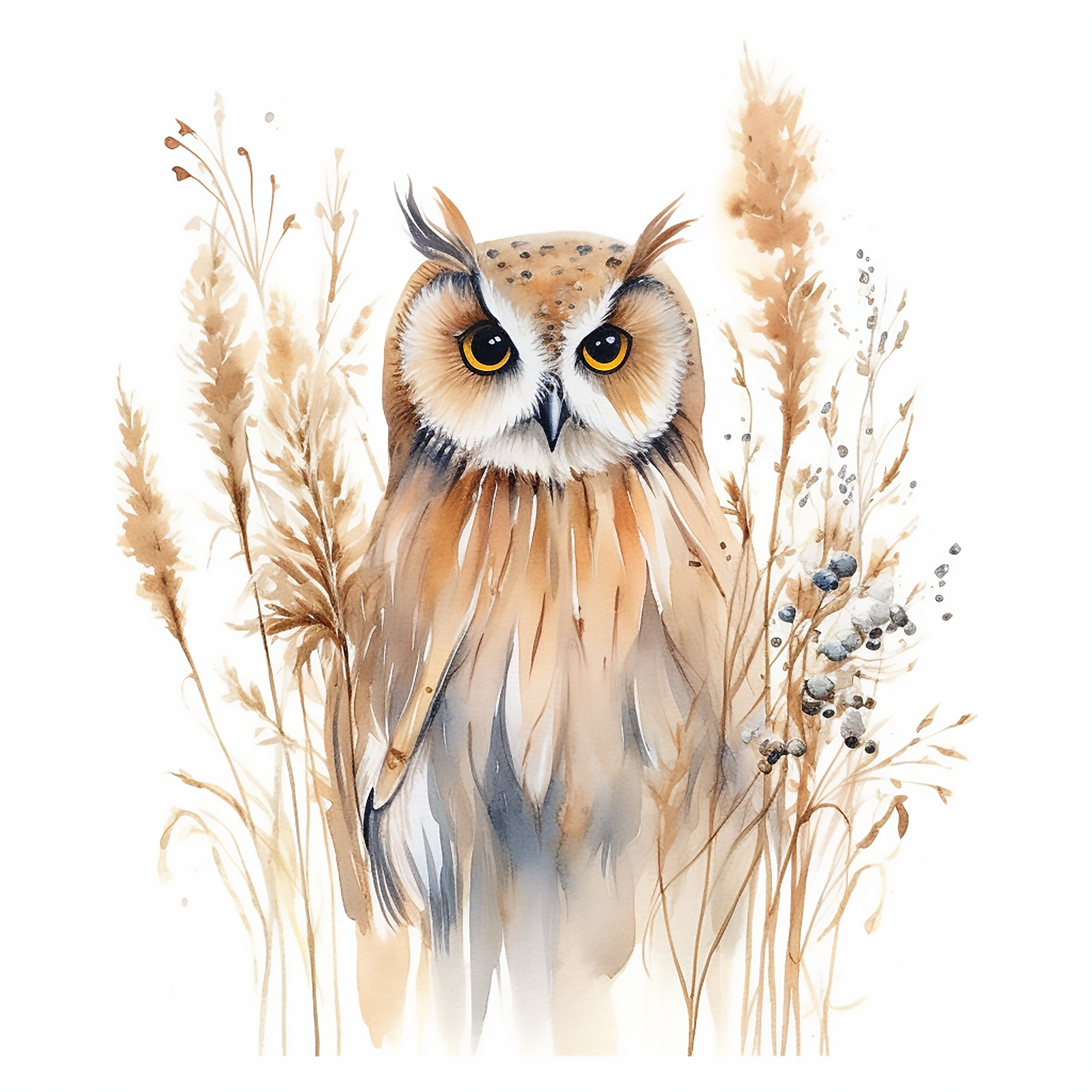 Watercolor Owl Clipart Owl Clipart PNG Printable Digital - Etsy