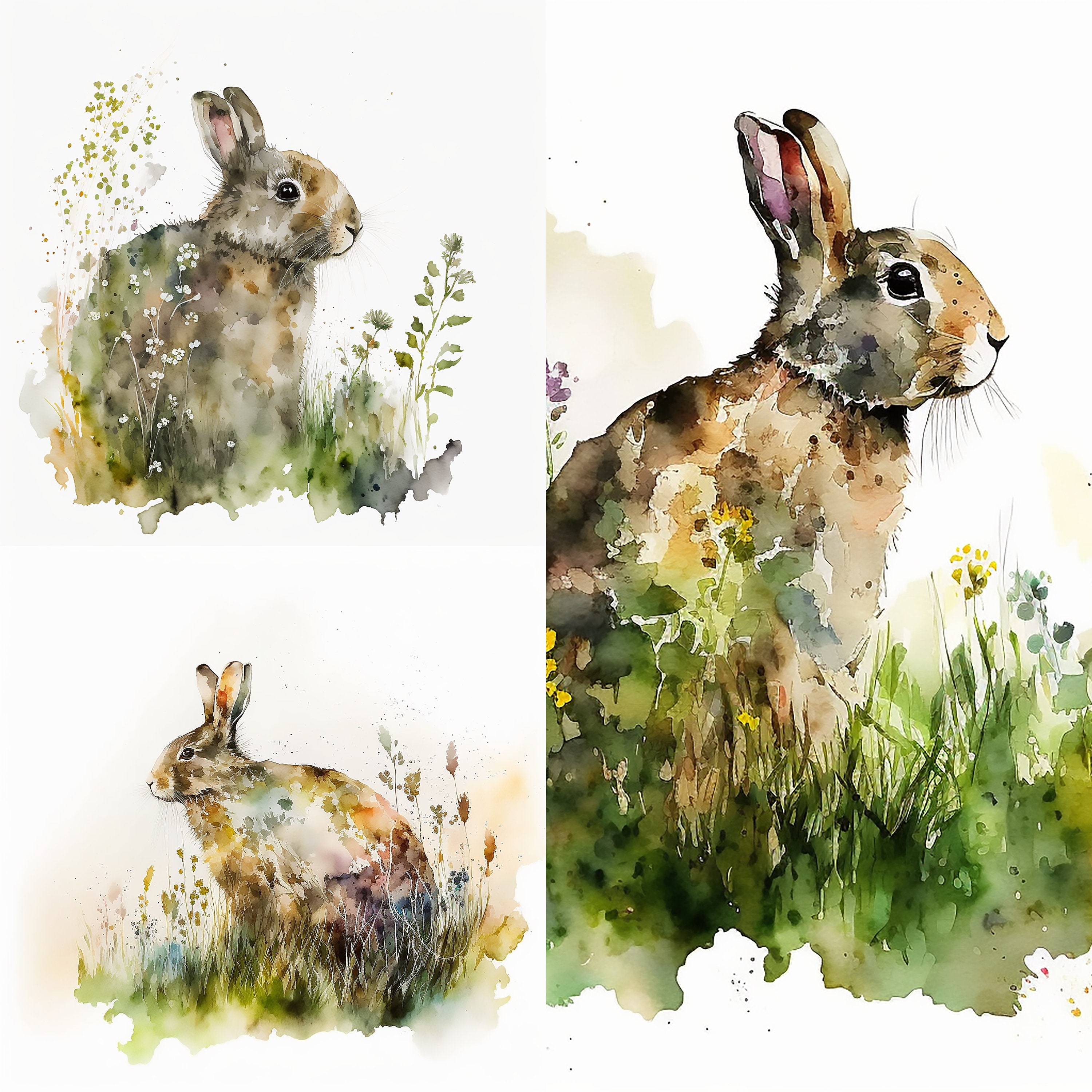 Watercolor Bunny Clipart Clipart Bundle Digital Download - Etsy