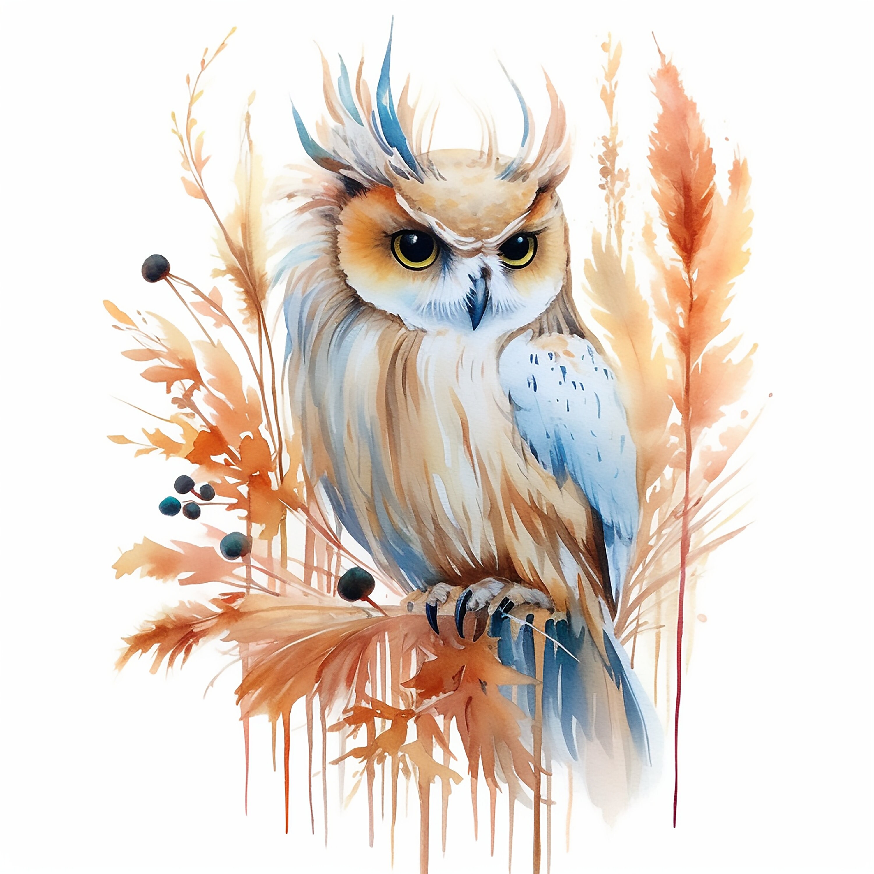 Watercolor Owl Clipart Owl Clipart PNG Printable Digital - Etsy