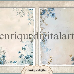 Sapphire Flowers Digital Papers, Paper Crafting, Digital Download, Junk ...