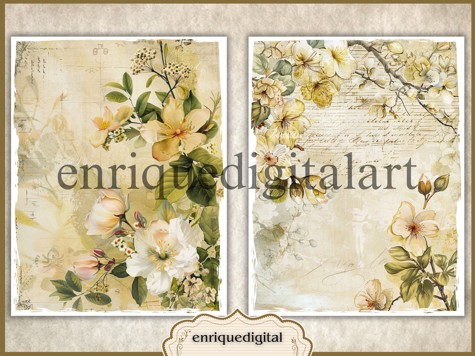 Yellow Flowers Junk Journal Printable Papers, Paper Crafting, Digital ...