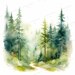 Watercolor Forest Clipart, Pine Trees Clipart, Forest Path, Landscape ...