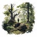 Watercolor Hunter Clipart Forest Landscape Nature Scene - Etsy