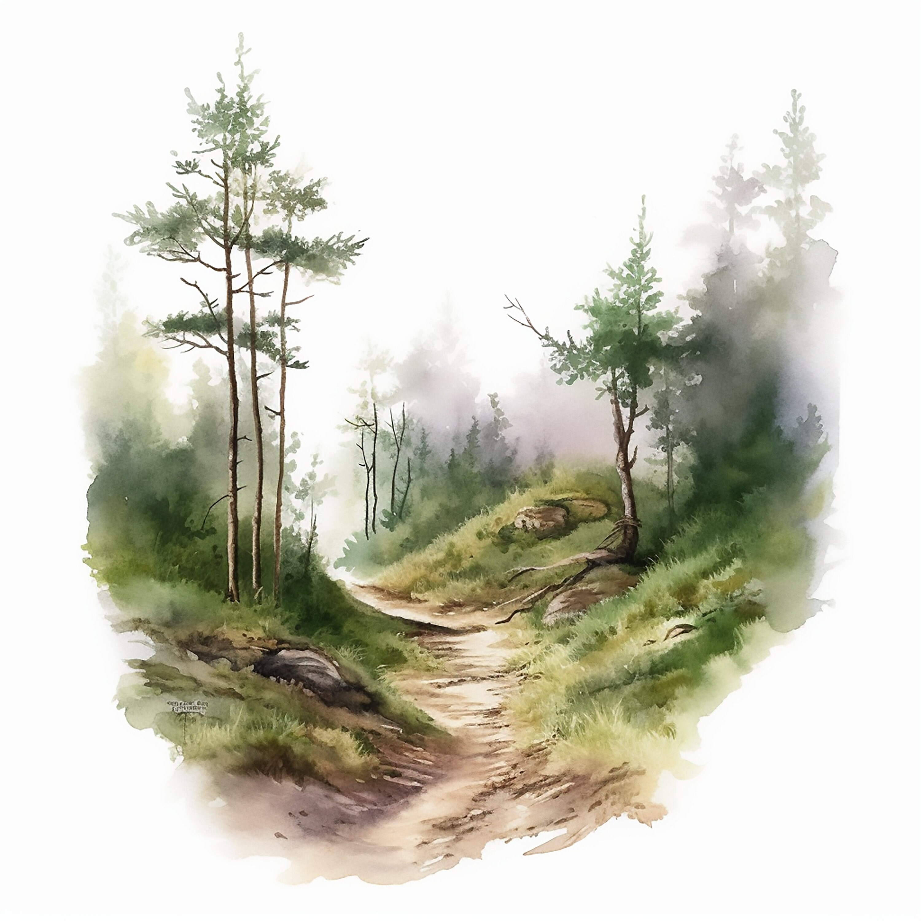 Watercolour Forest Path Clipart Bundle Landscape Clipart - Etsy Australia