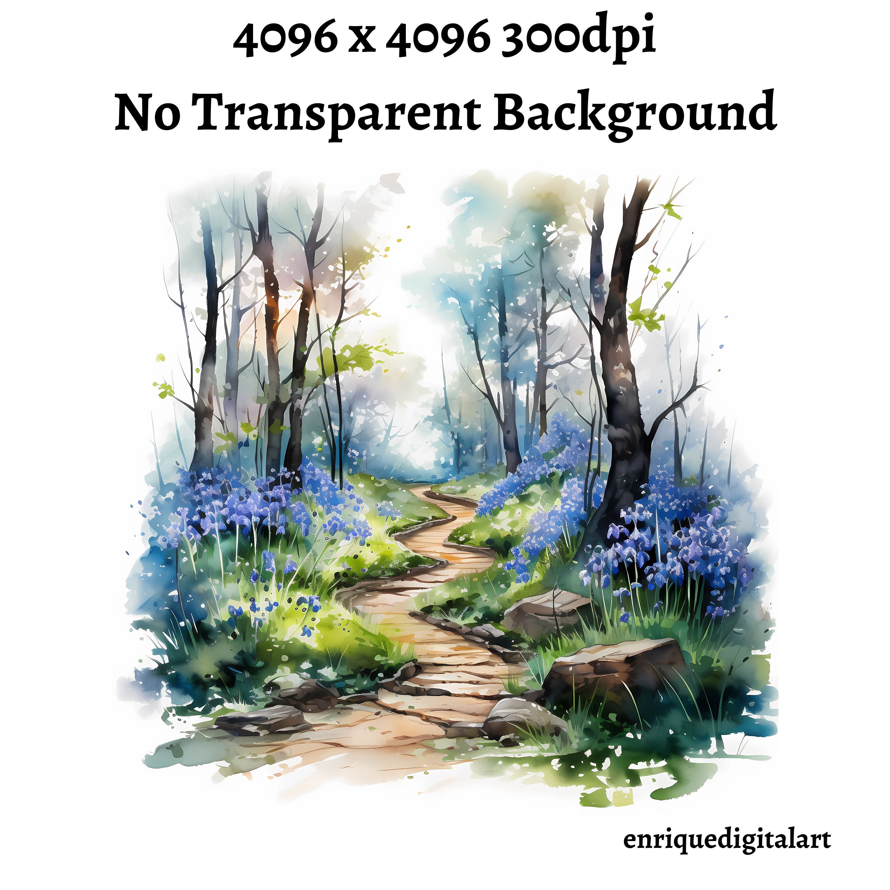 Watercolor Forest Clipart Landscape Nature Scene Digital - Etsy