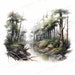 Watercolor Forest Clipart, Forest Landscape, Card Making, Digital ...