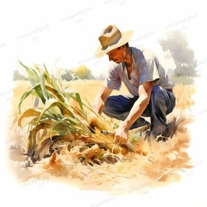 Countryside Man Clipart, Watercolor Painting, Countryside Landscape ...