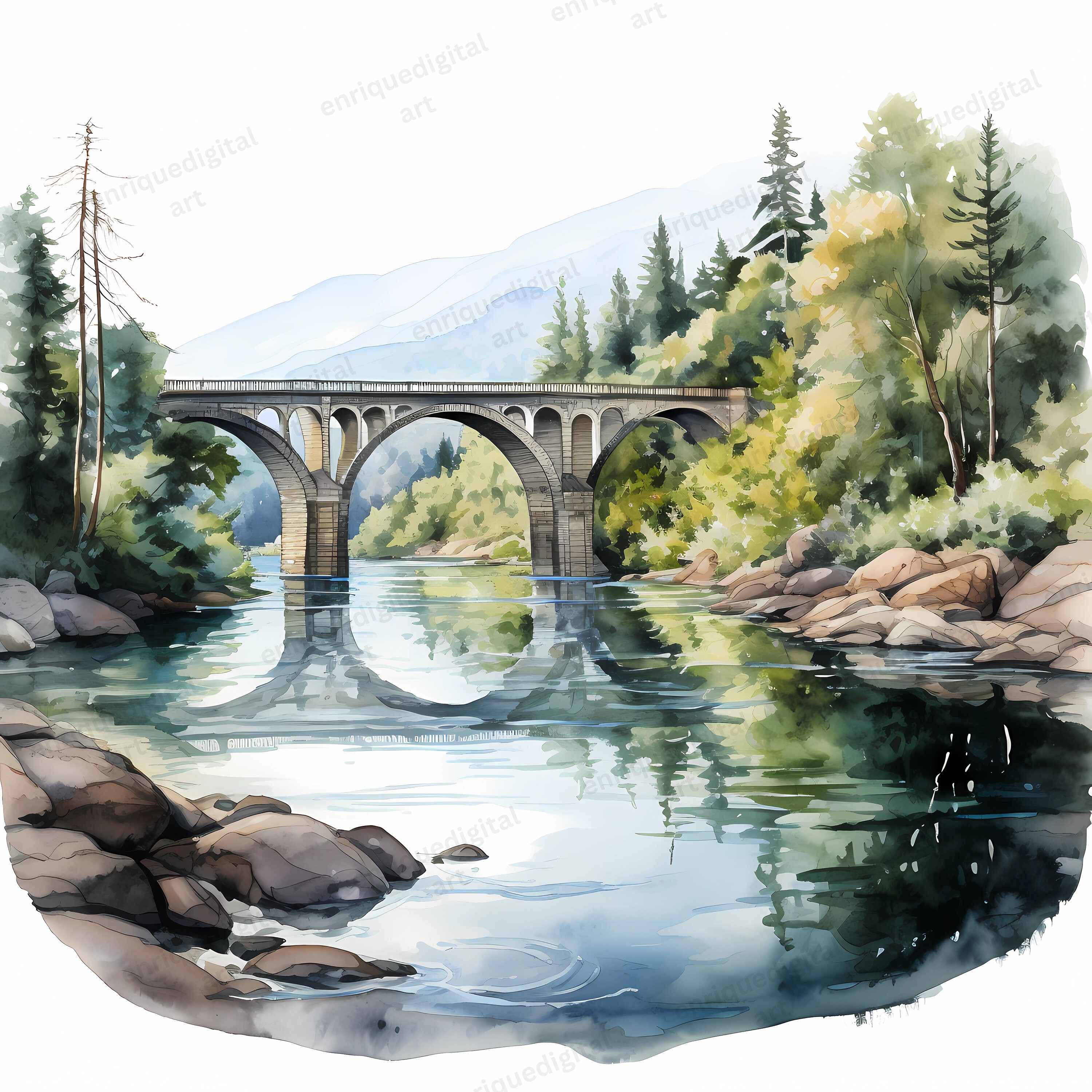 Bridge Over A Stream Clipart Bundle PNG Bridge Clipart - Etsy