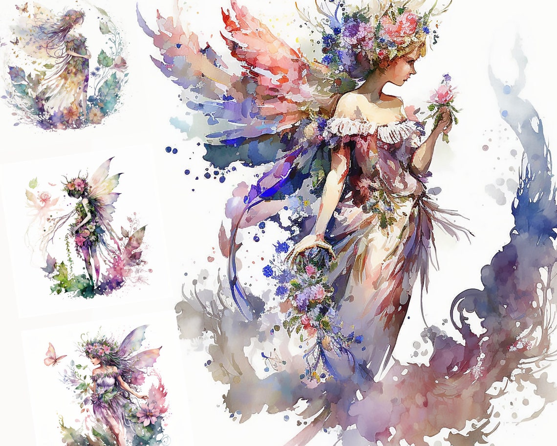 Fairy Clipart Fairy Face Fairy Girl Pose Watercolor - Etsy