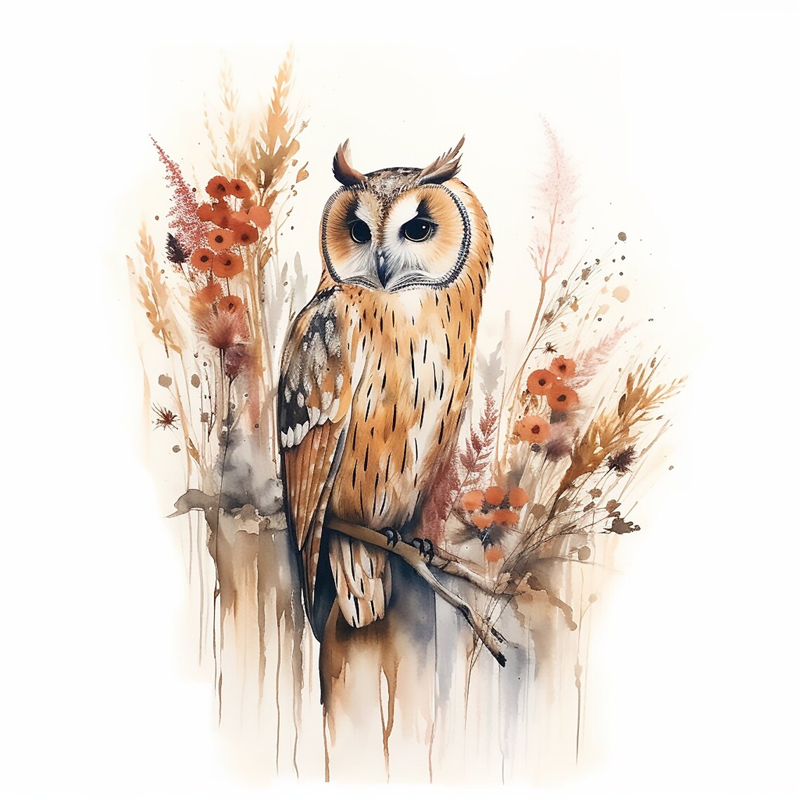 Watercolor Owl Clipart Owl Clipart PNG Printable Digital - Etsy