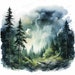 Watercolor Forest Clipart, Forest Landscape, Nature Scene, Digital ...
