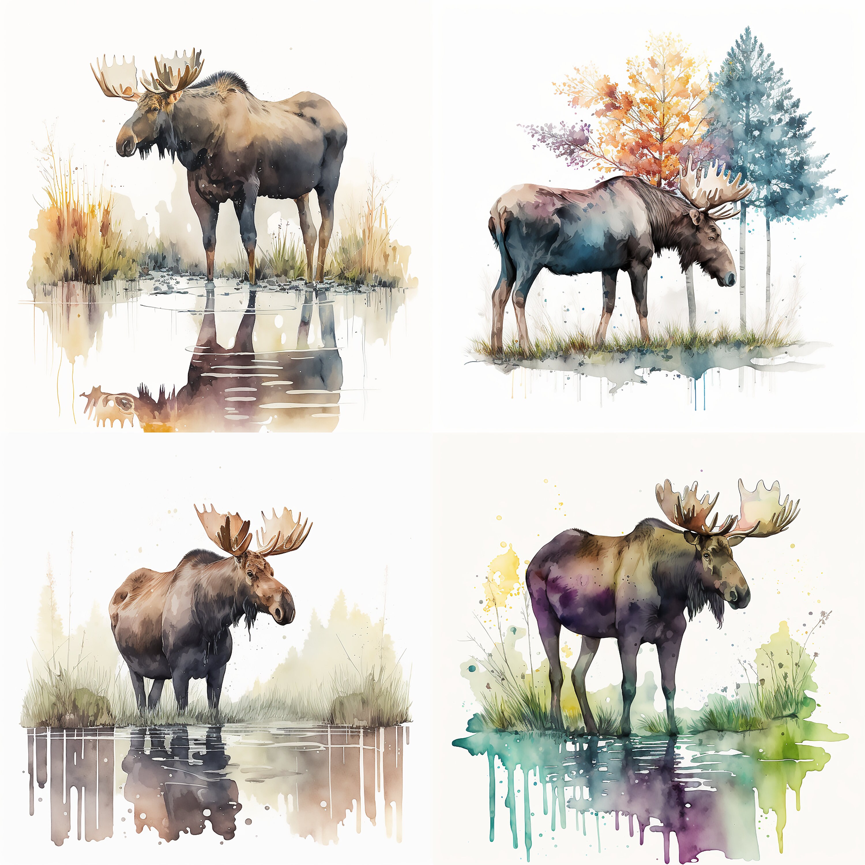 Watercolor Moose Clipart Commercial Use PNG Digital - Etsy